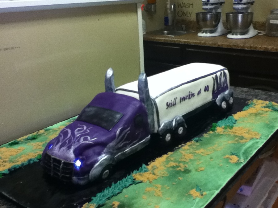 Semi Truck Sculpted Cake