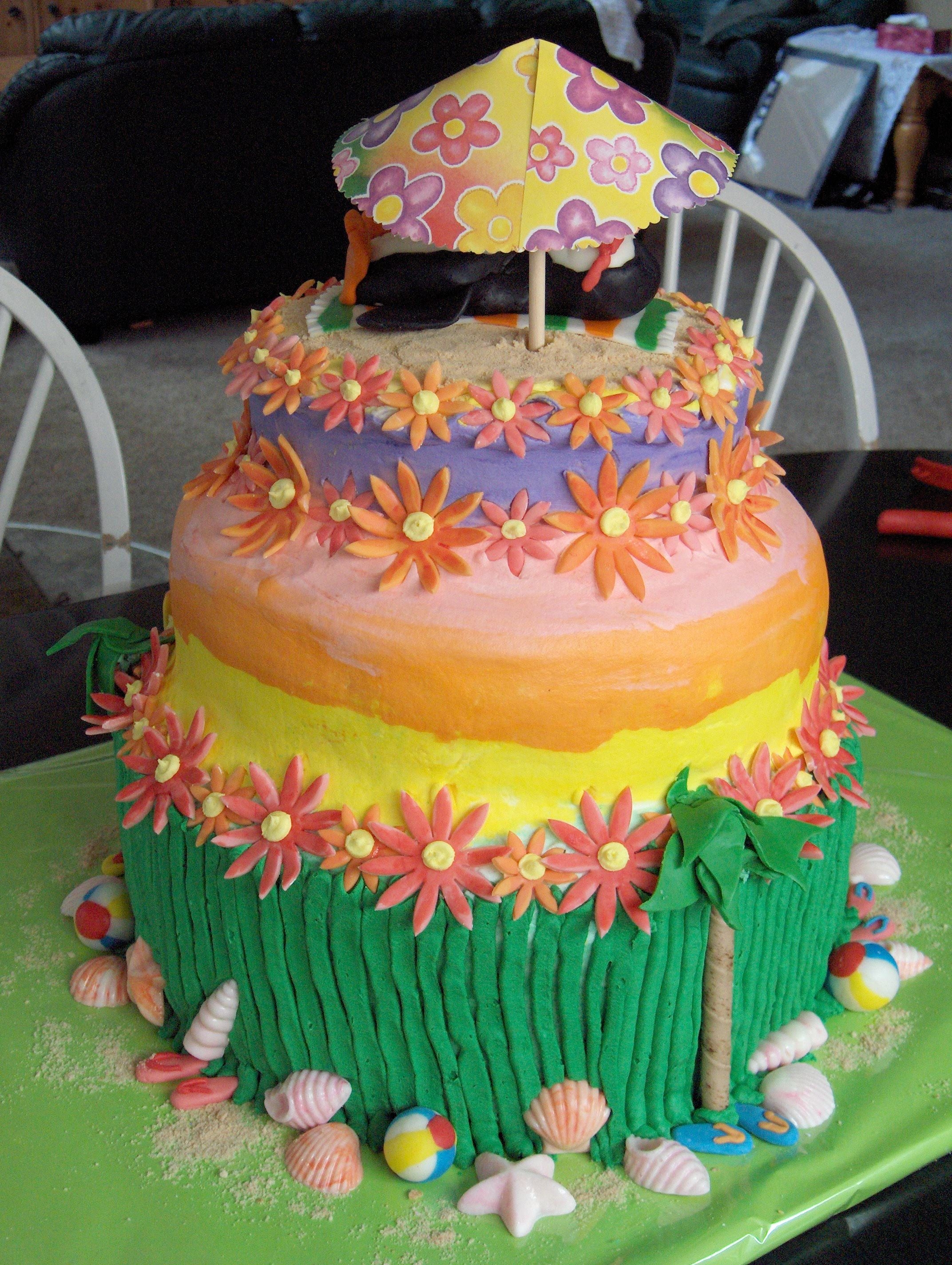 Sweet 16 Luau Cake - CakeCentral.com