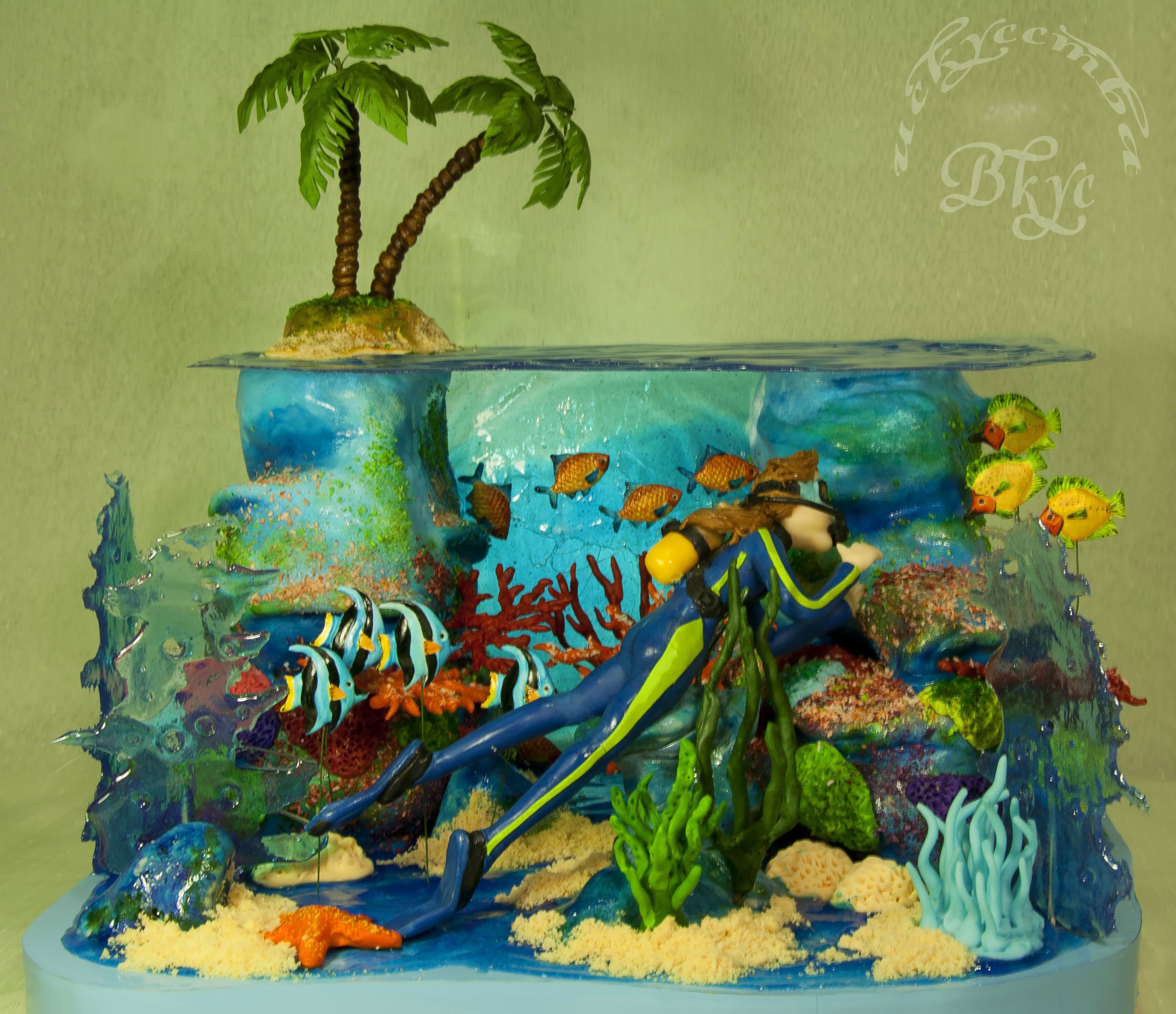 Cake For A Girl Who Enjoys Scuba Diving - CakeCentral.com