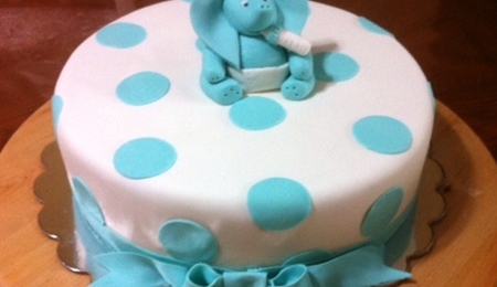 Yellow And Grey Elephant Baby Shower Cake - CakeCentral.com