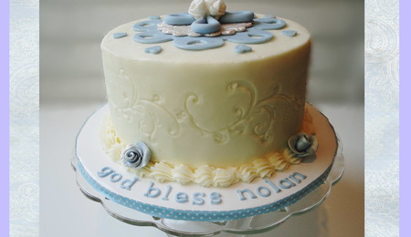 Simple Christening Baptism Cake For A Baby Boy - CakeCentral.com