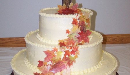Fall Leaves And Tree Branch Wedding Cake - CakeCentral.com