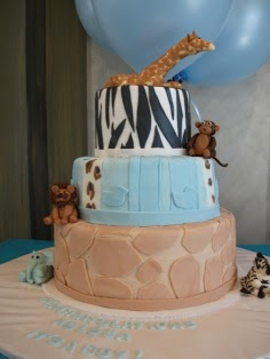 Animal Baby Shower Cake - CakeCentral.com
