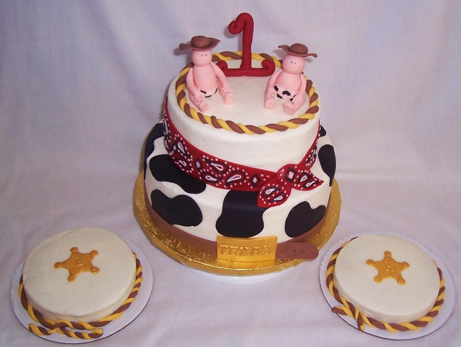 Twin Boy 1St Birthday Cake, Cowboy Theme - CakeCentral.com