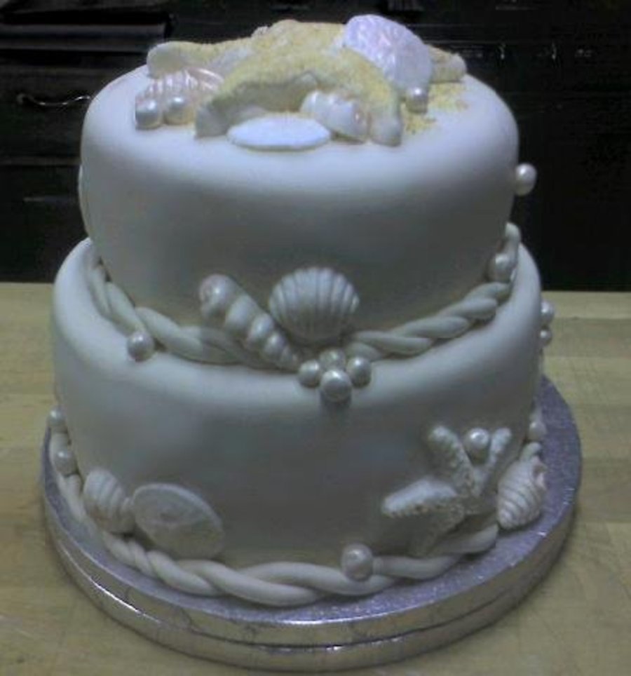 Coastal Bridal Shower Cake - CakeCentral.com