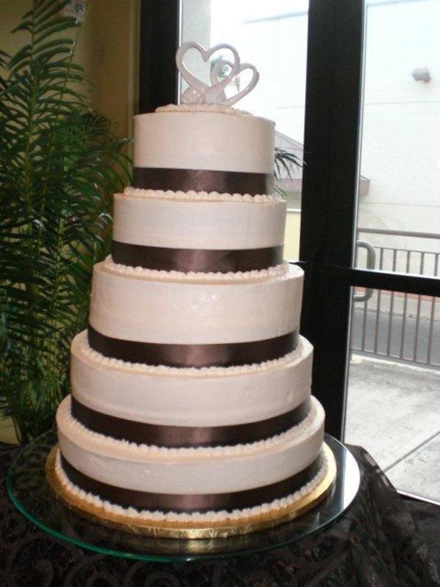 Brown Ribbon Wedding Cake - CakeCentral.com