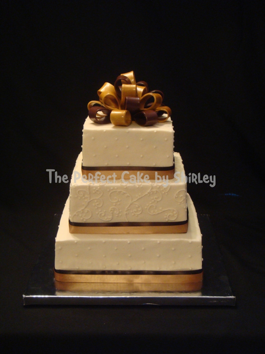 Brown/gold Wedding Cake - CakeCentral.com