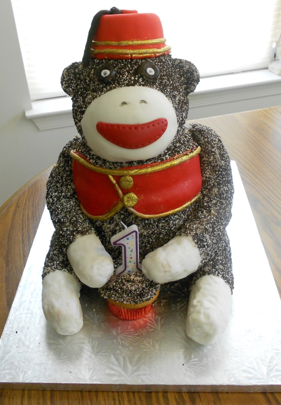 Sock Monkey Birthday Cake For A Friends Child - CakeCentral.com