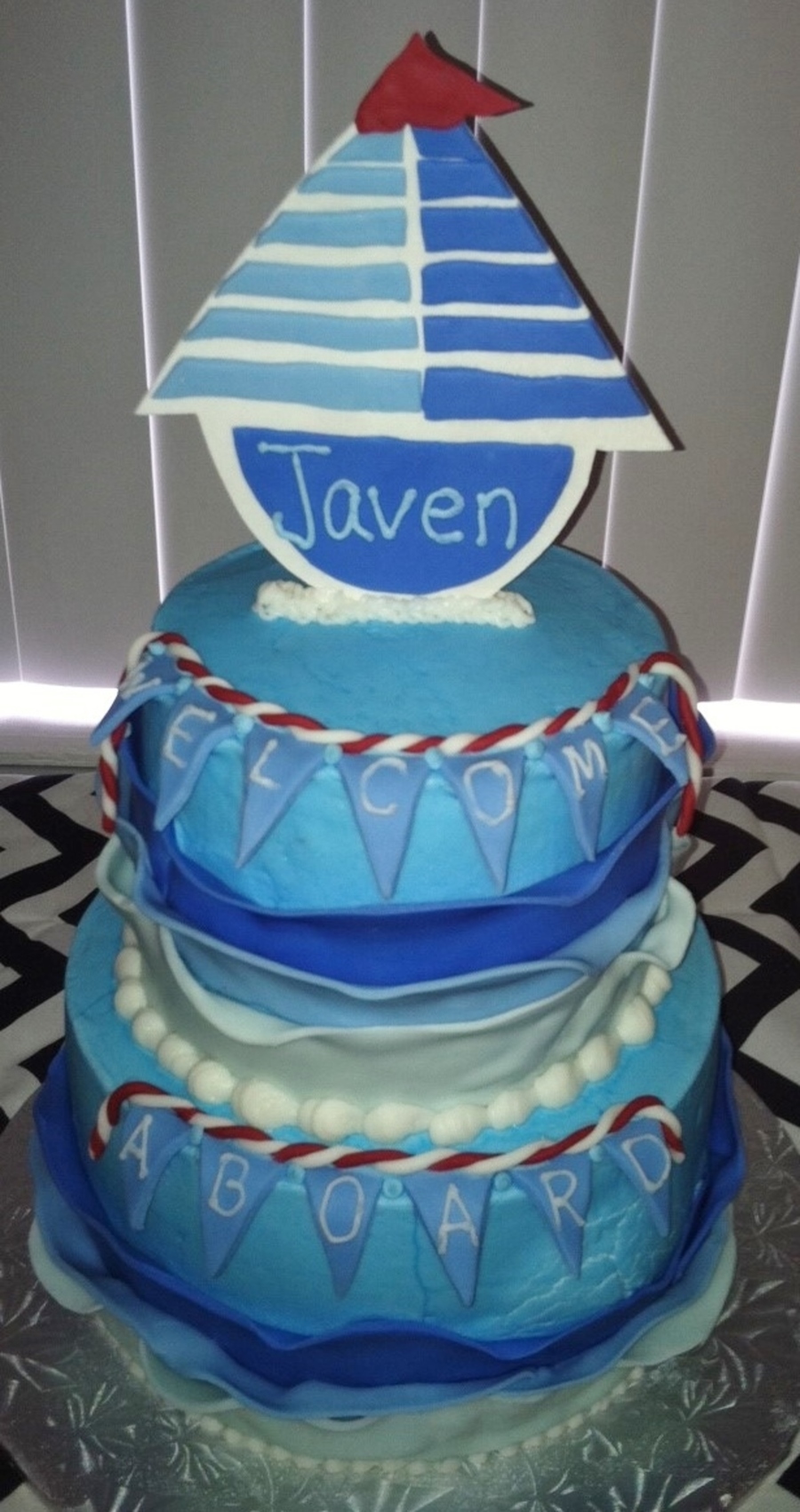Welcome Aboard Sail Boat Nautical - CakeCentral.com