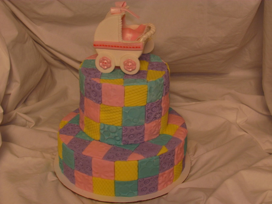 Patchwork Baby Shower Cake - CakeCentral.com