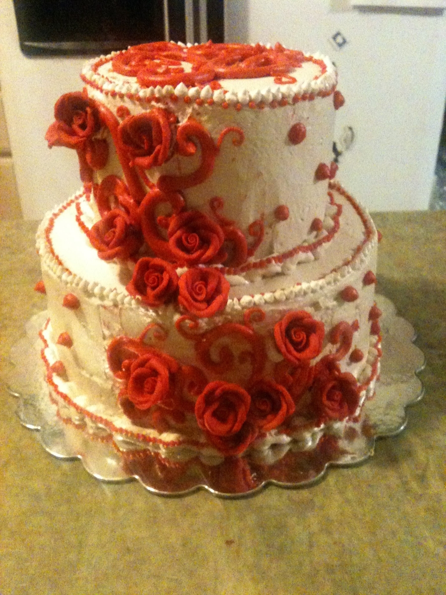Scrolls, Roses - CakeCentral.com