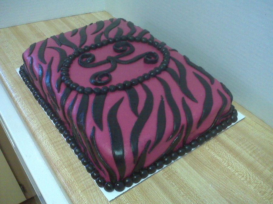 Zebra Monogram Cake - CakeCentral.com