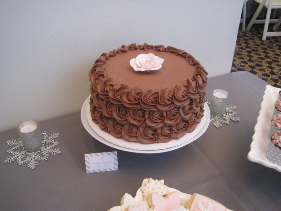 Chocolate Peanut Butter Cake With Rose Buttercream From Wedding Dessert Table With A Snowflake ...