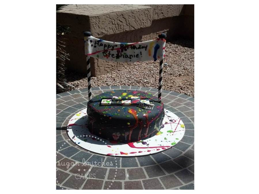 Neon Birthday Splash Cake - CakeCentral.com