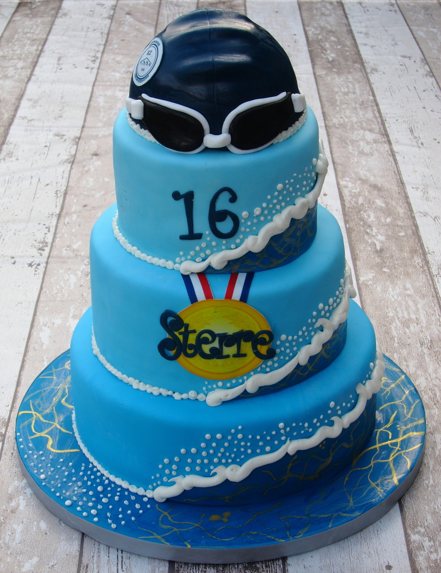 Swimmer´s Sweet Sixteen Cake - CakeCentral.com