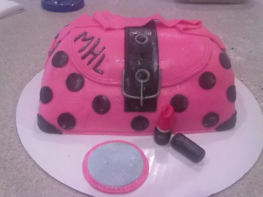 Pink & Black Polka Dot Purse - CakeCentral.com