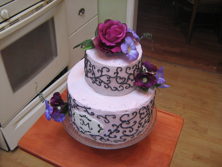 Purple, Black And Silver Birthday Cake - CakeCentral.com