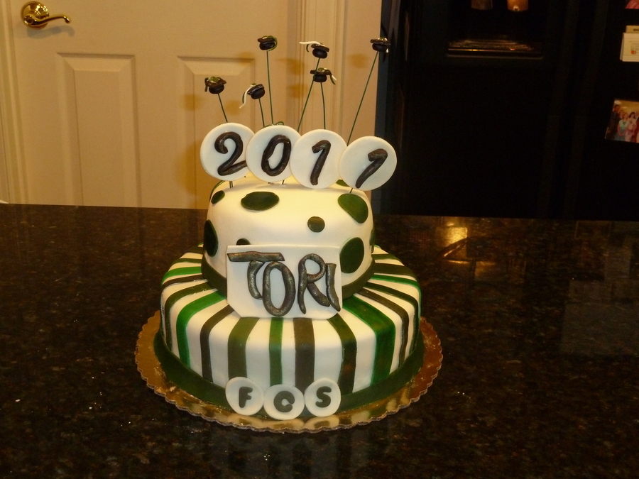 Green And White Graduation Cake - CakeCentral.com