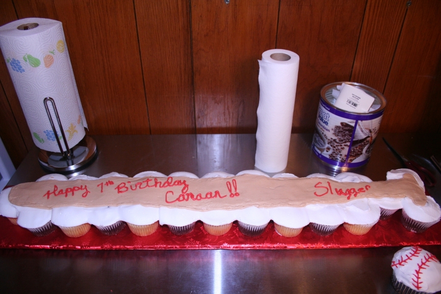 Baseball Cupcake Cake - CakeCentral.com