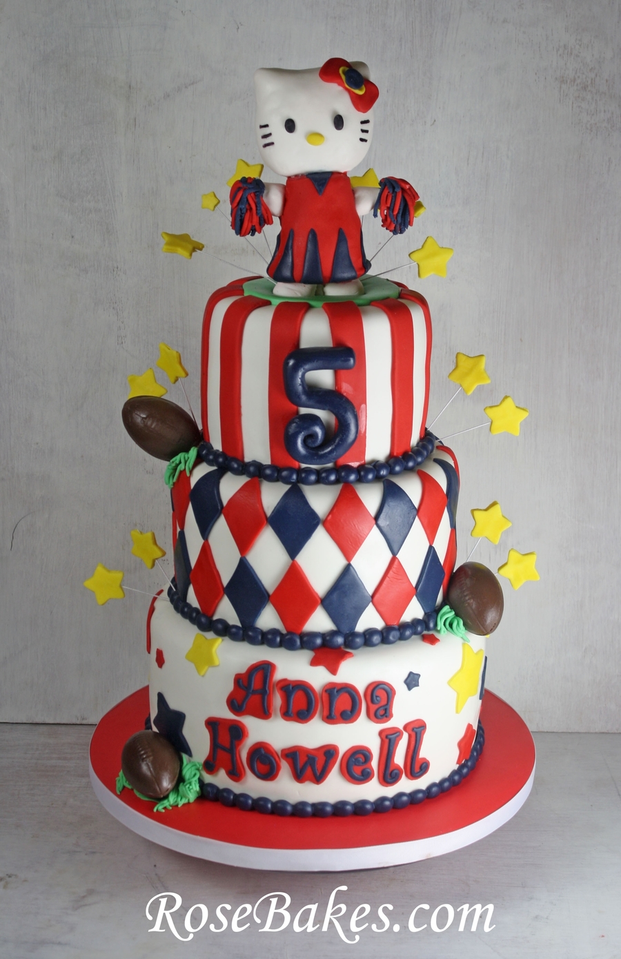 Ole Miss Hello Kitty Cheerleader Football Cake - CakeCentral.com