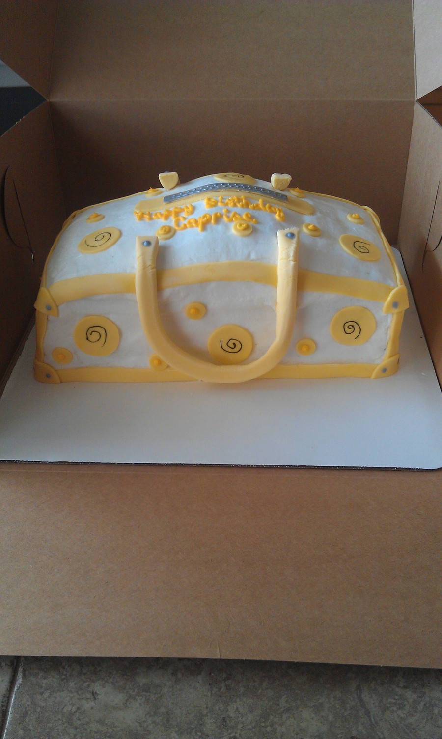 Yellow Purse Birthday Cake - CakeCentral.com