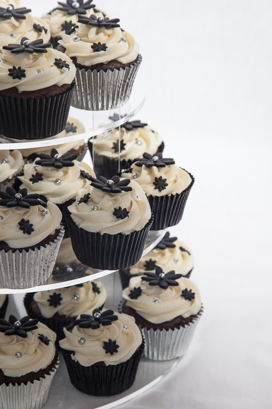 Black And Silver Cupcake Tower - CakeCentral.com
