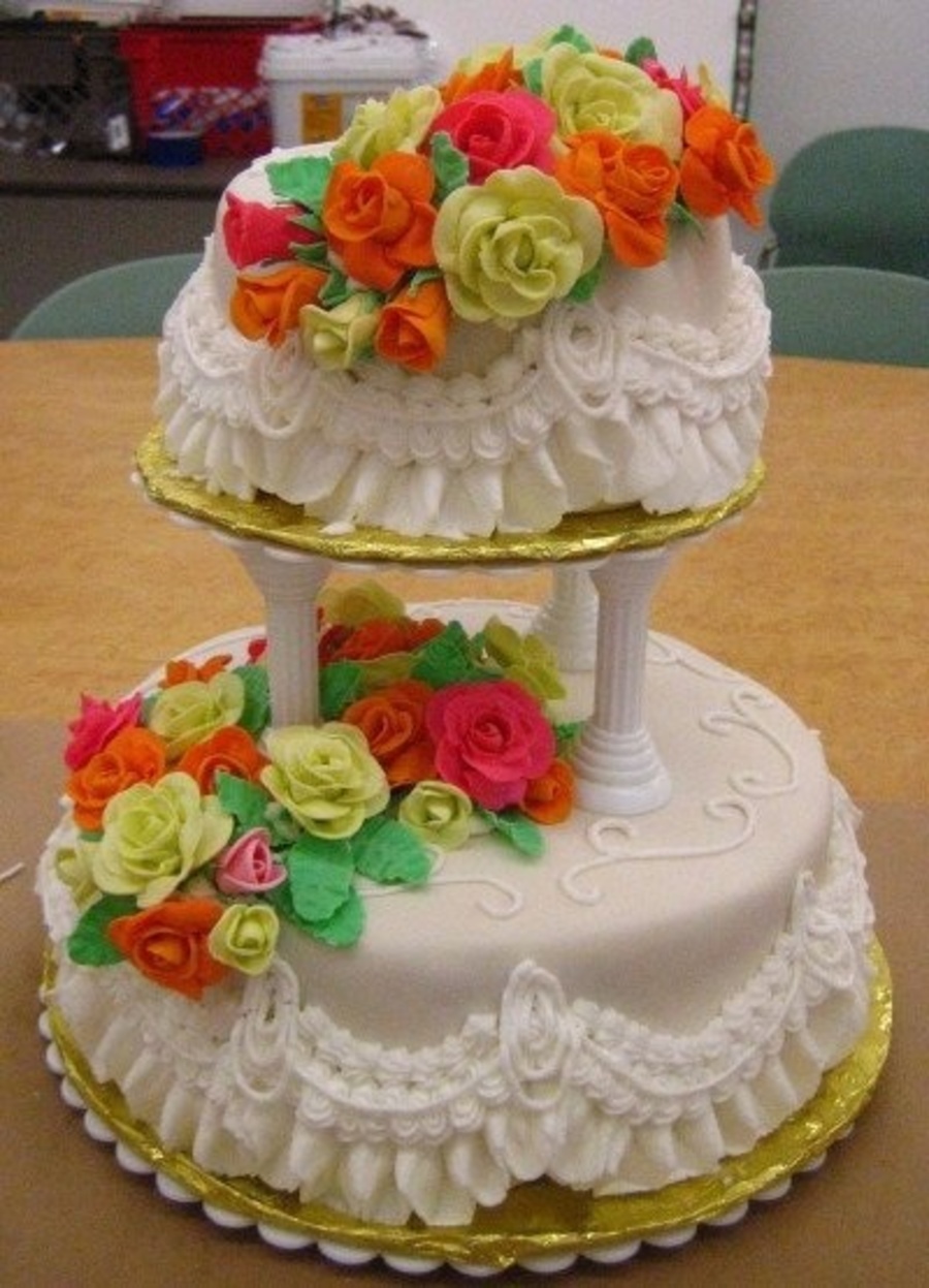 First Wedding Cake (From Class) - CakeCentral.com