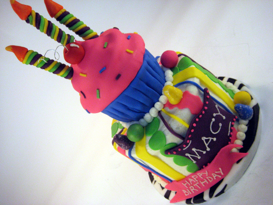Colorful Cupcake Birthday Cake - CakeCentral.com