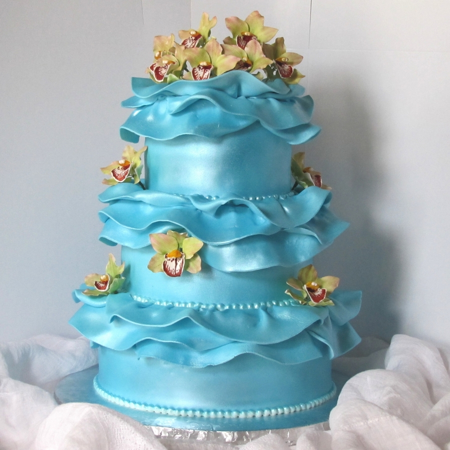 Blue Ruffle Cake - CakeCentral.com