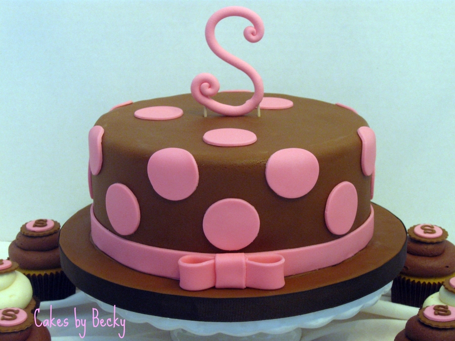 Pink And Brown Polka Dot Wedding Reception - CakeCentral.com