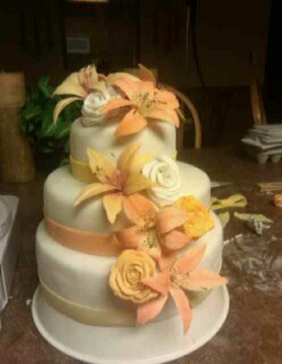 Tiger Lilies And Roses - CakeCentral.com
