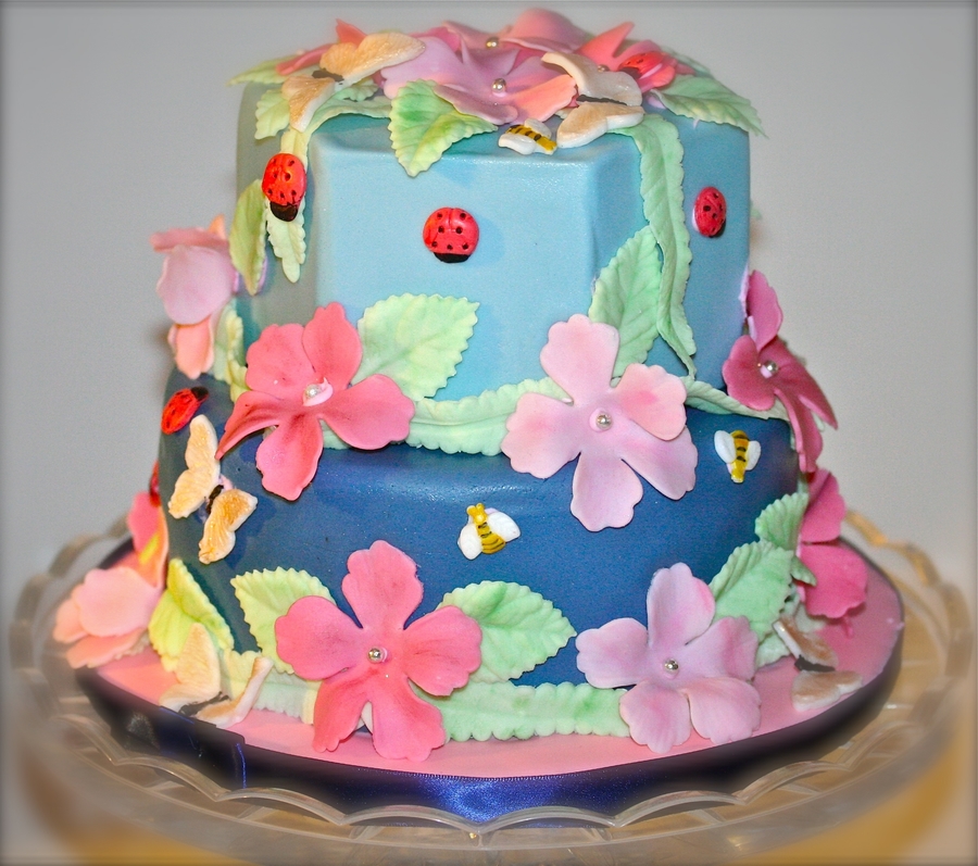 Birthday Cake - Flowers And Bugs - CakeCentral.com