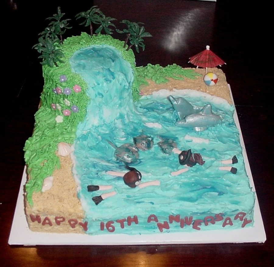 Waterfall Stingray Ocean - CakeCentral.com