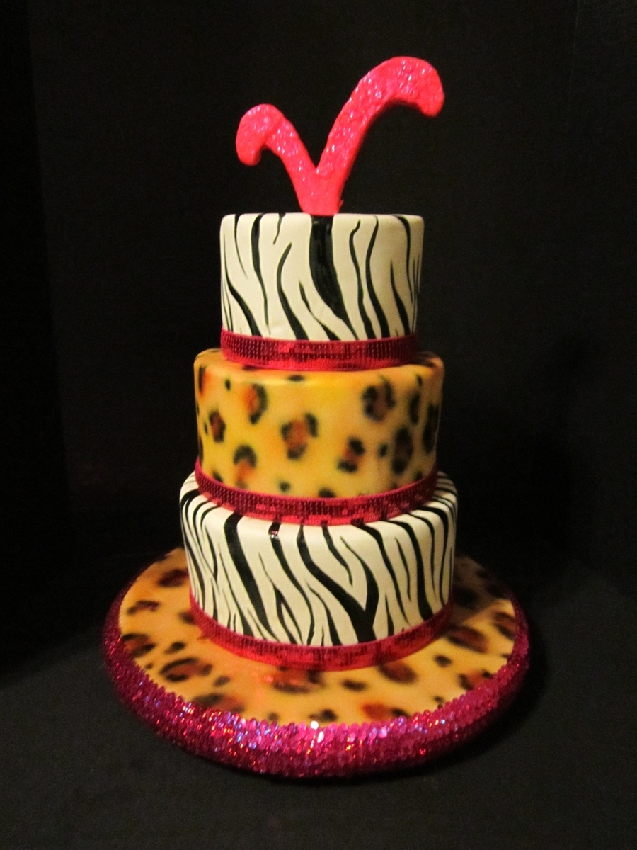 Animal Print Birthday Cake - CakeCentral.com