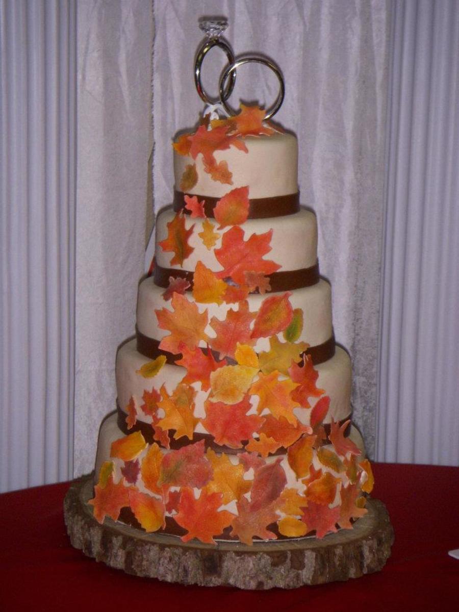 Fall Leaf Wedding Cake - CakeCentral.com