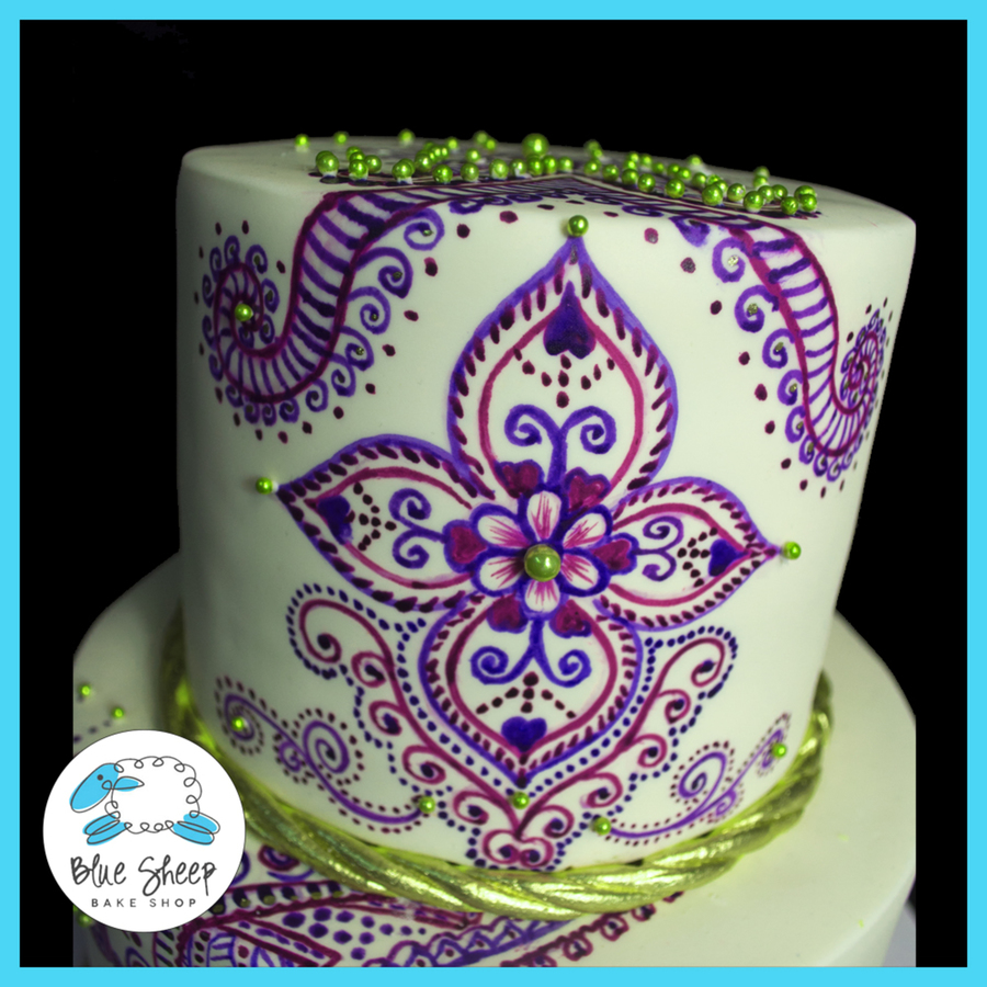 Hand Painted Henna Inspired Wedding Cake - CakeCentral.com