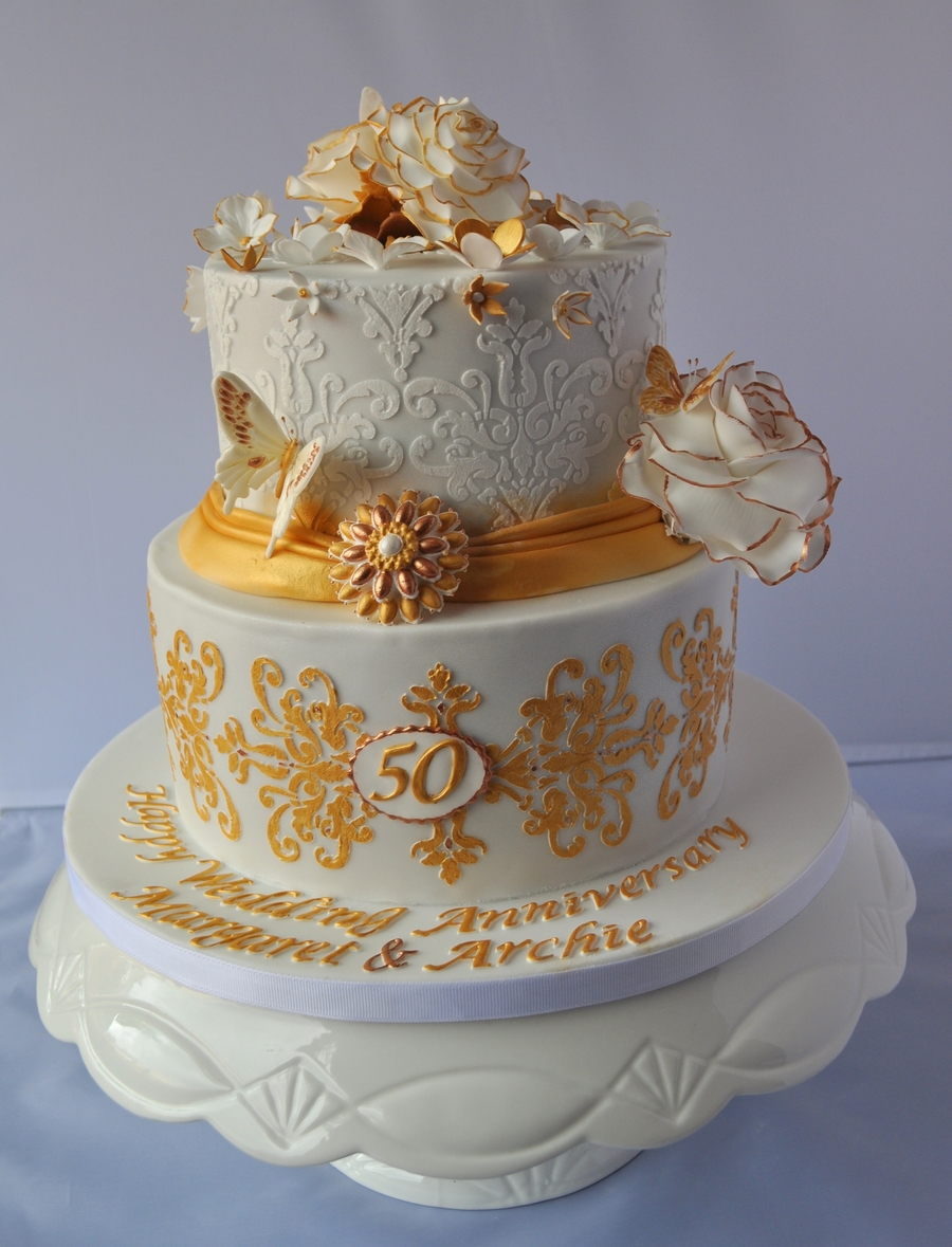 Golden Wedding Anniversary Cake CakeCentral