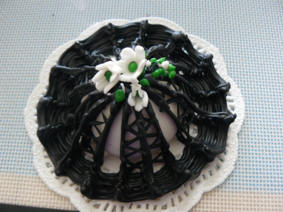 White Choco/royal String Work - CakeCentral.com