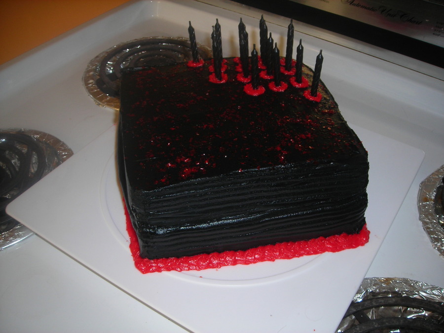 Black And Red Birthday Cake - CakeCentral.com