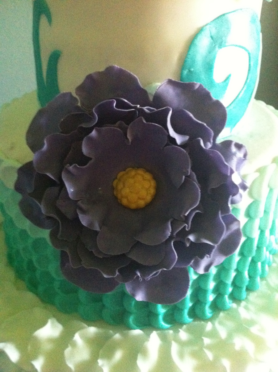 Aqua Blue Ombre Cake With Mermaid - CakeCentral.com