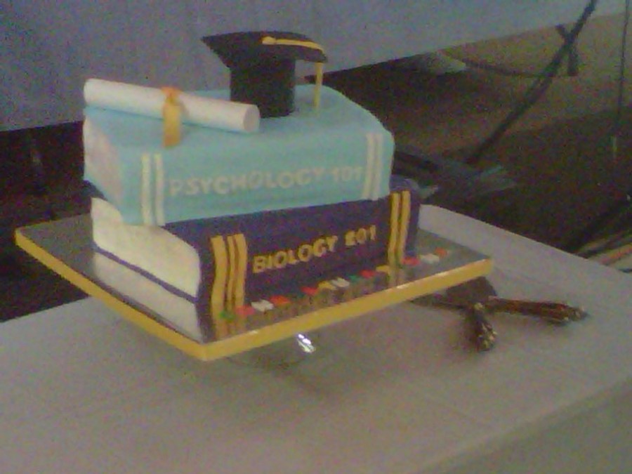 Stacked Books Graduation Cake. (Unc And Ecu) - CakeCentral.com