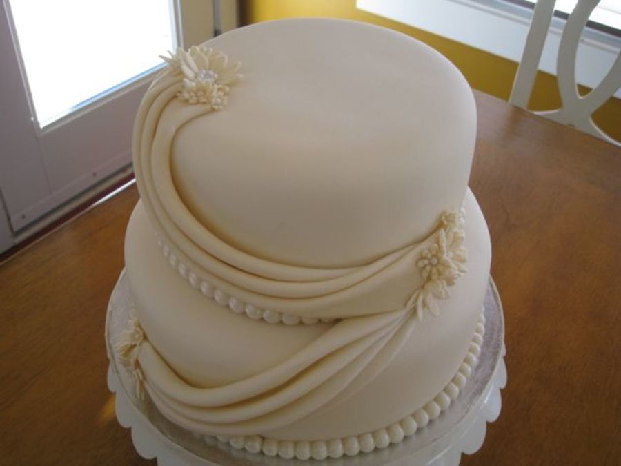 Drapery And Pearls Wedding - CakeCentral.com