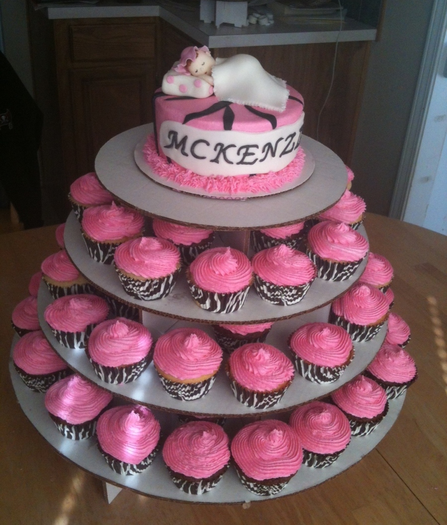 Pink And Zebra Baby Shower Cake - CakeCentral.com