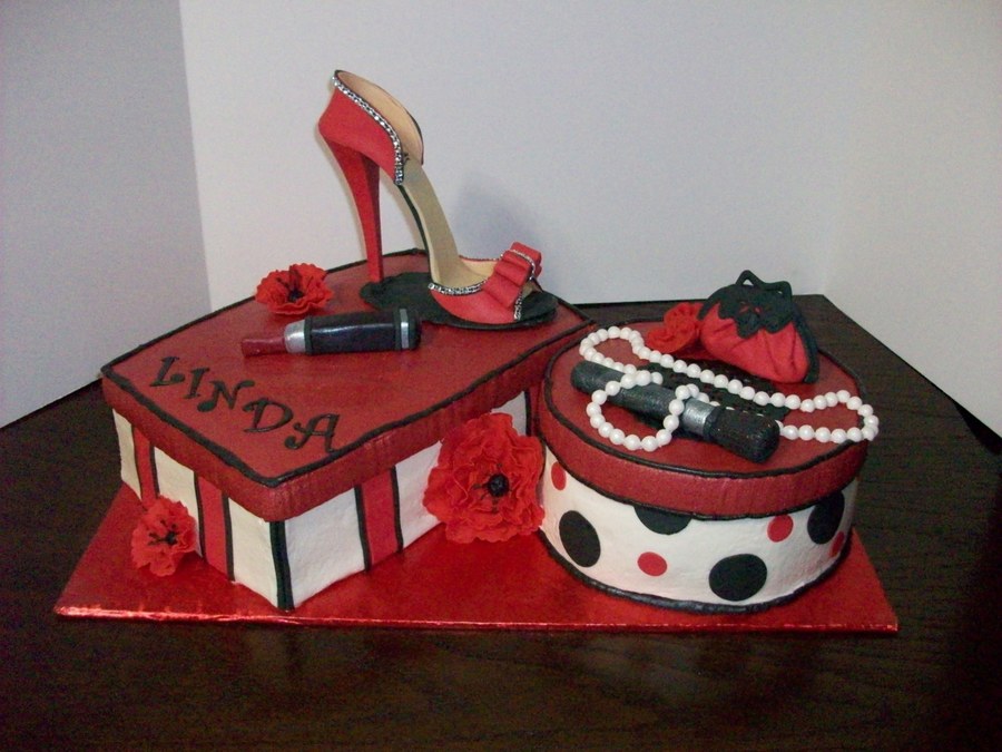 50Th Red Birthday , Shoe Box And Hat Box - CakeCentral.com