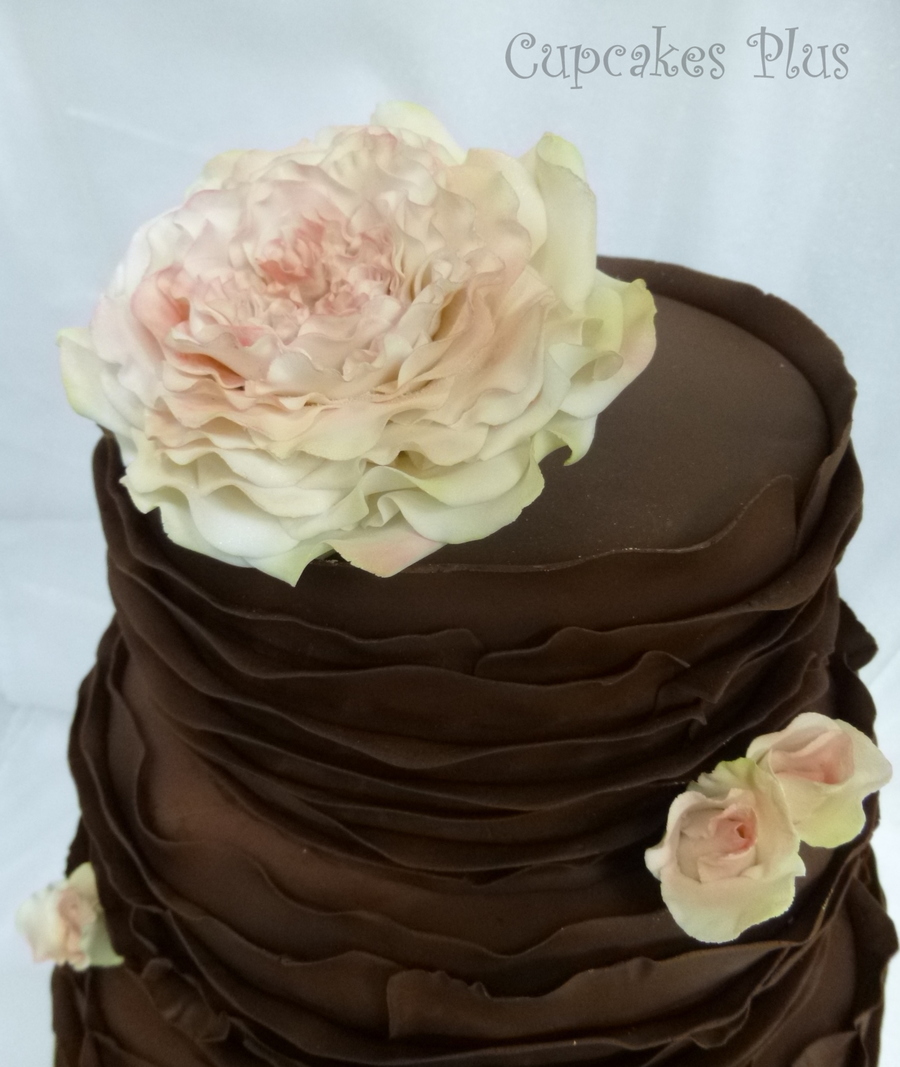 Chocolate Ruffle Wedding Cake - CakeCentral.com