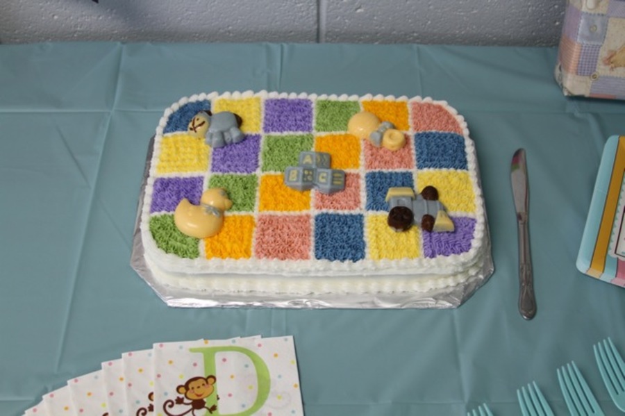 Quilt Baby Shower Cake - CakeCentral.com
