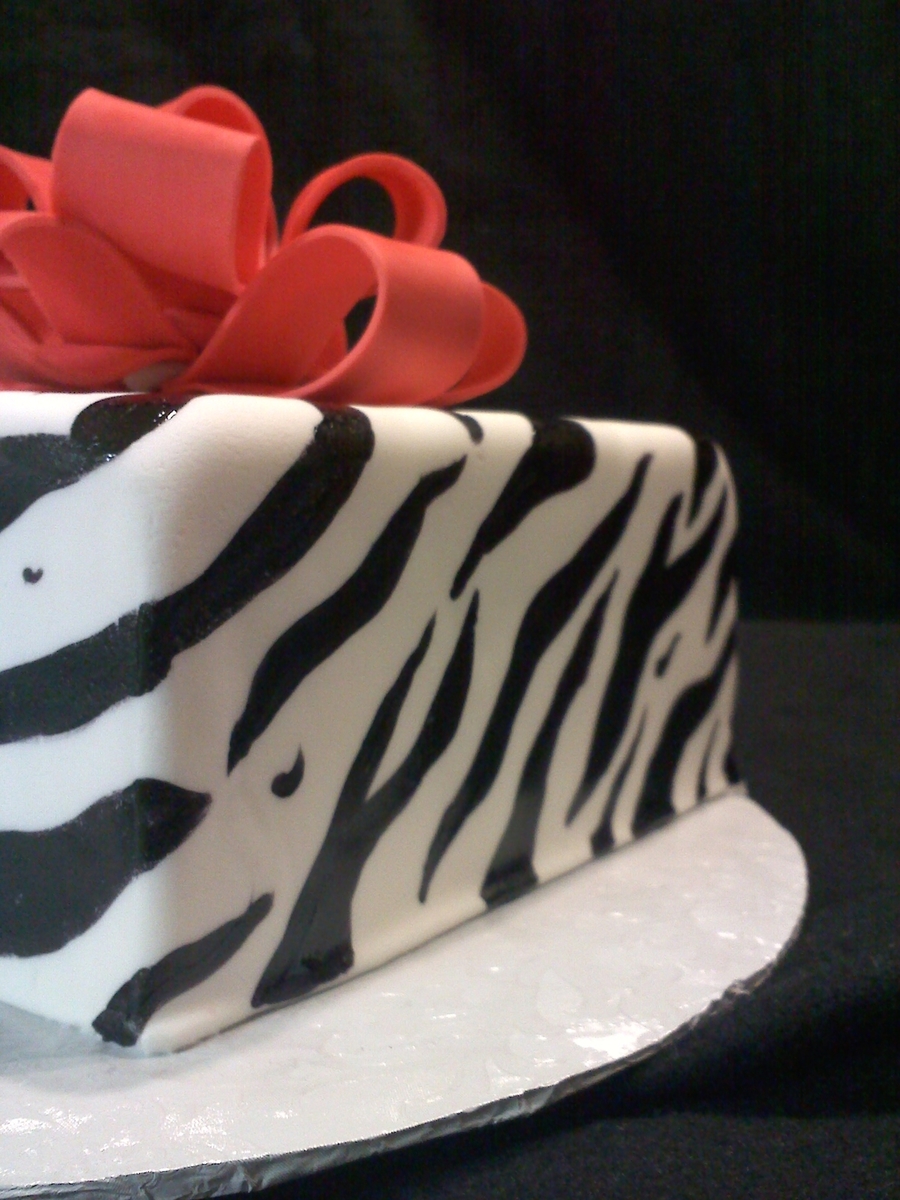 Zebra Print Birthday Cake - CakeCentral.com