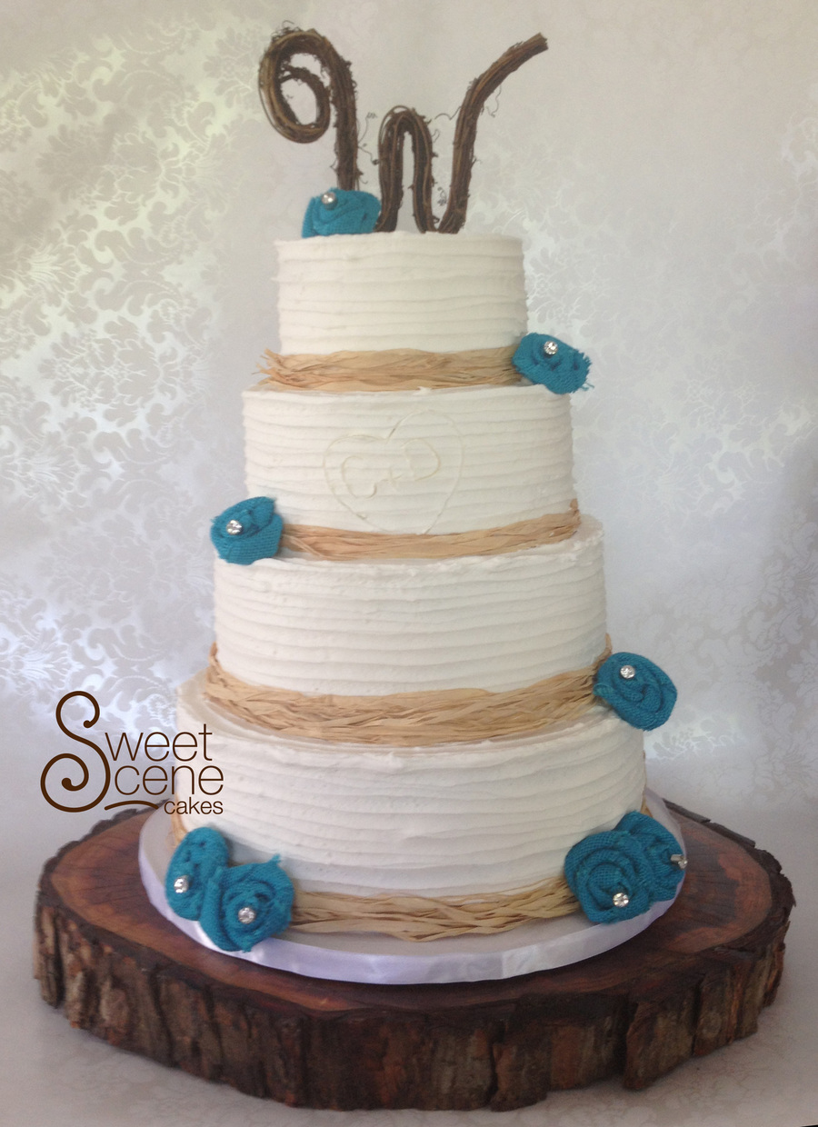 Rustic Teal Wedding Cake - CakeCentral.com
