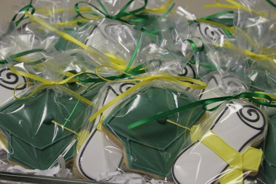 Green & Yellow Graduation Cookies - CakeCentral.com