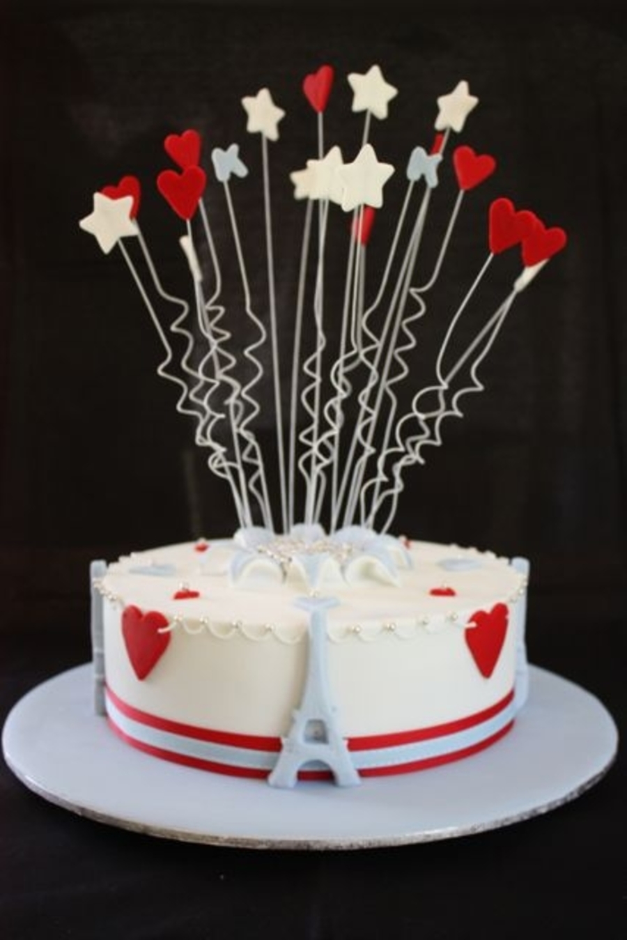 Exploding Eiffel Tower Engagement Cake - CakeCentral.com